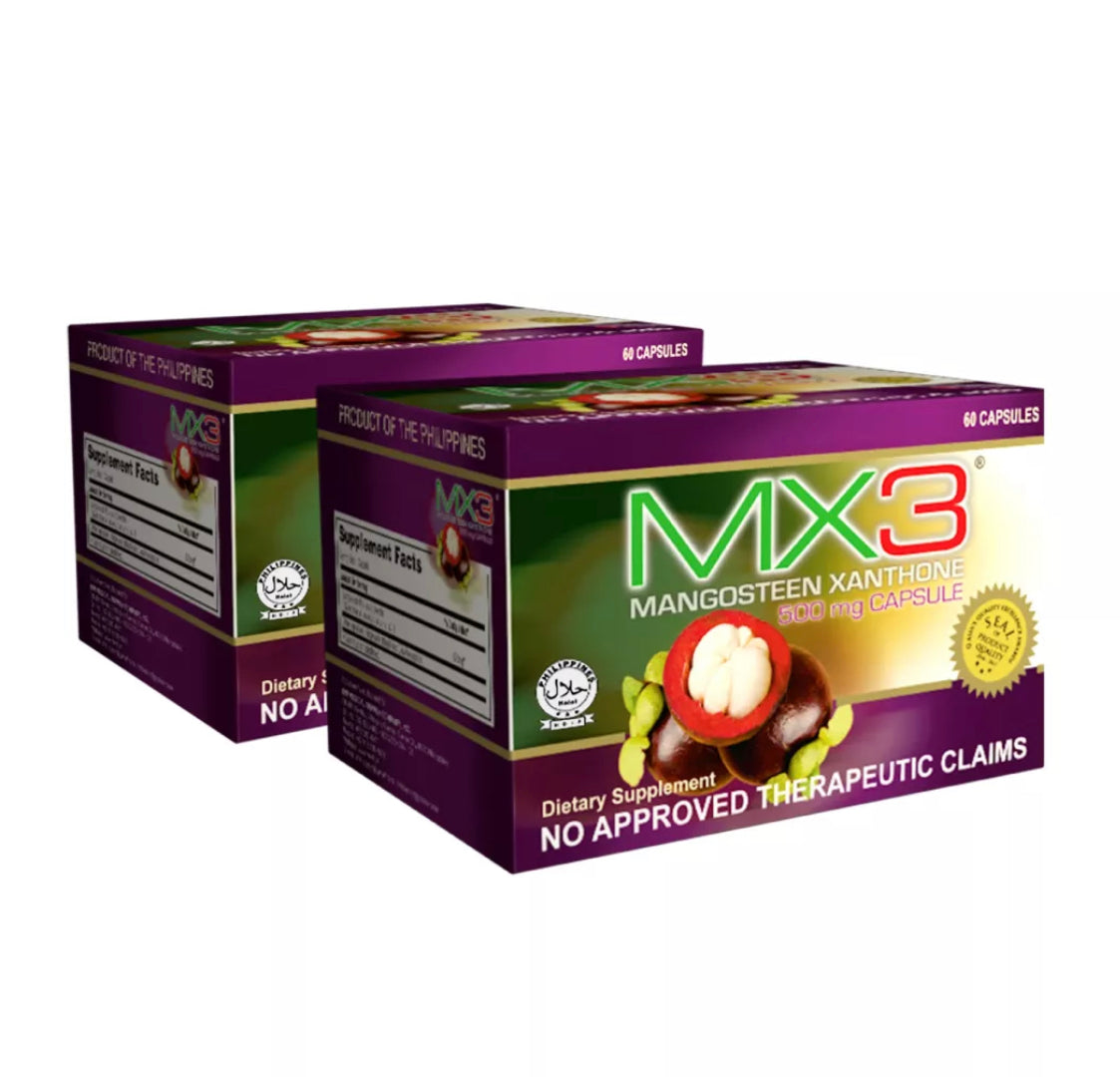 2 Boxes MX3 Capsules Mangosteen Capsules, 120 Capsules – Basbox Beauty